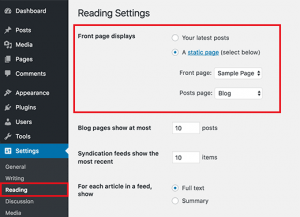 What is Static Front Page in WordPress?