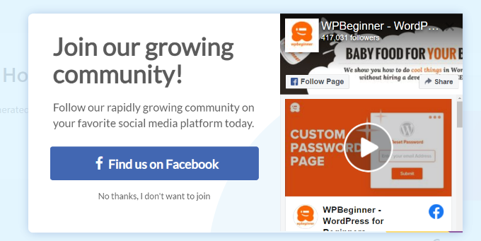 How to Create a Facebook Like Box Popup in WordPress