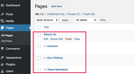 How To Create A Child Page In WordPress