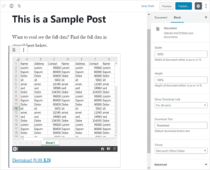 How to Embed PDF, Spreadsheet, and others in WordPress Blog Posts