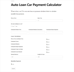 How to Create an Auto Loan / Car Payment Calculator in WordPress